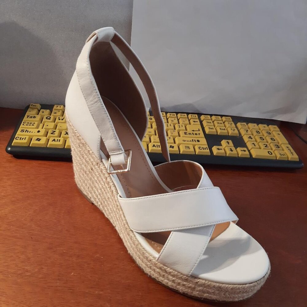 Lisa Vicky Gemi Platform Wedge Sandal White Sz 11 Wor… - Gem